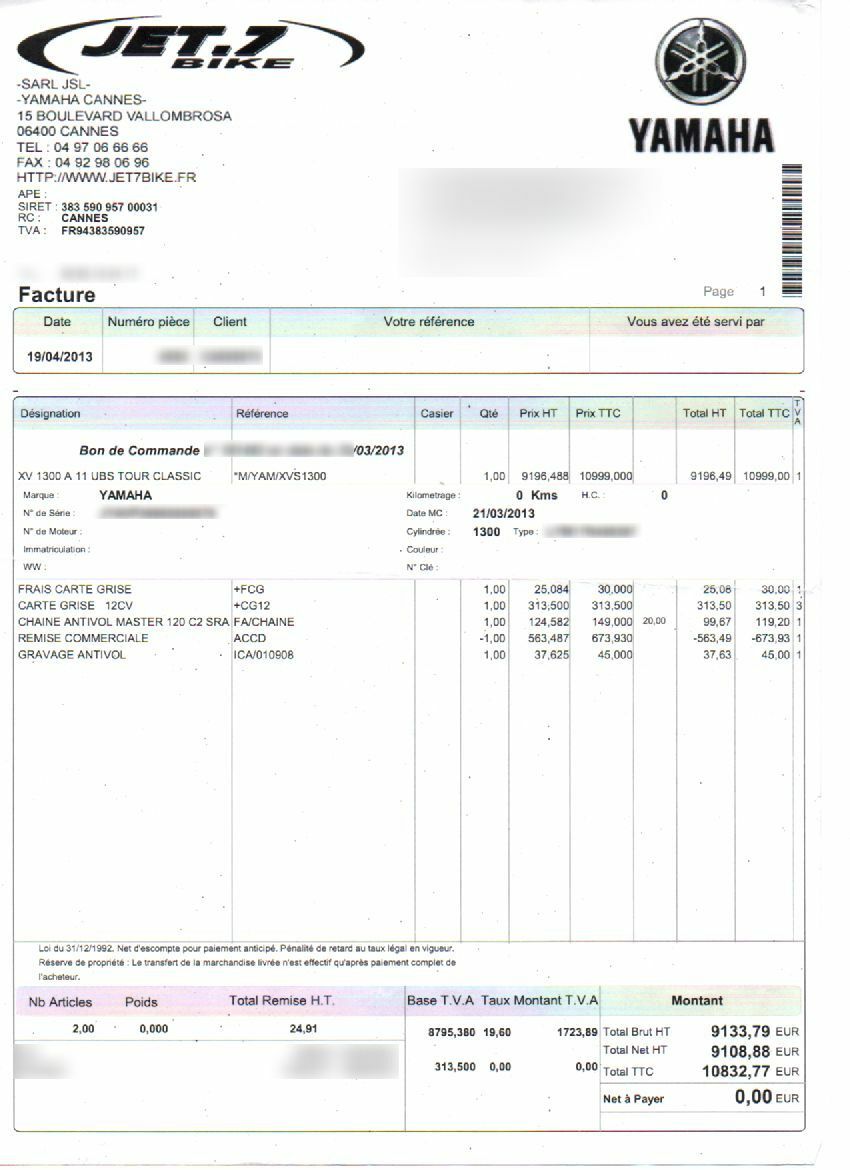 YAMAHA XVS 1300 - Alpes Maritimes - Bonnie&Car occasion